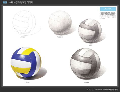배구공 소묘 A3 코팅 교재양면 기하학적 그림 연필 그림 정물화 그리기
