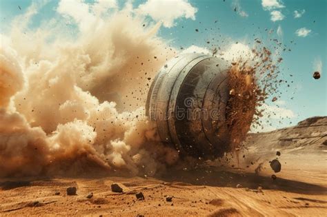 a spaceship crashes on a desert planet causing an explosion leading