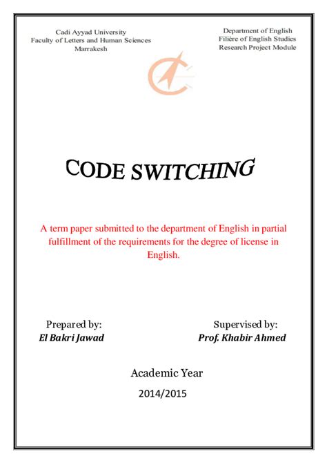 Pdf Code Switching Research