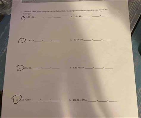 2 estimate then solve using the standard algorithm use a separate sheet to draw the ar