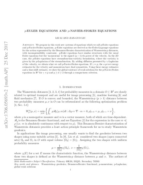 Pdf P Euler Equations And P Navierstokes Equations