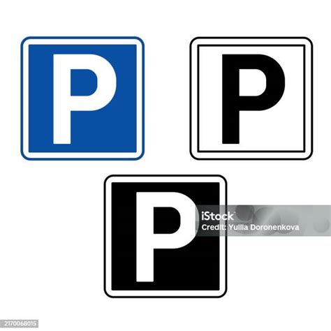 주차 표지판 블루 스퀘어 도로 표지판 운전자에게 차를 주차할 위치를 보여줍니다 흑인과 백인 벡터 아이콘 거리에 대한 스톡 벡터 아트 및 기타 이미지 Istock