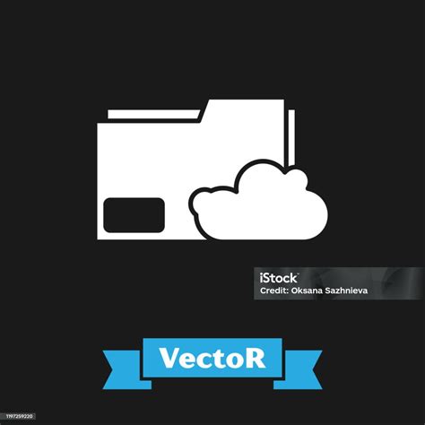 White Cloud Storage Text Document Folder Icon Isolated On Black