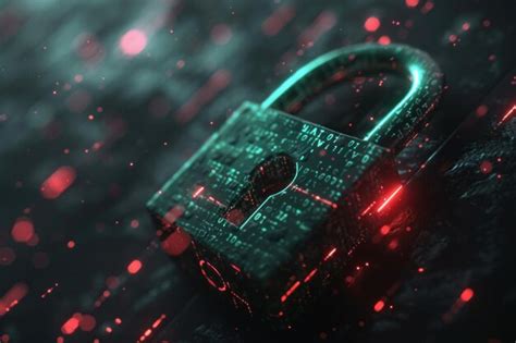 Cybersecurity Concept 3d Rendered Green Digital Padlock With Glowing