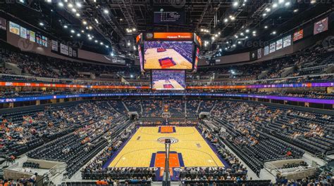 A View Of A Sports Arena During An Event Showcasing The Court And