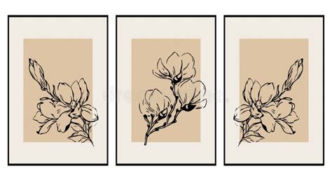 Set Of 3 Botanical Wall Art Stock Vector Illustration Of Floral Graphic 253322104