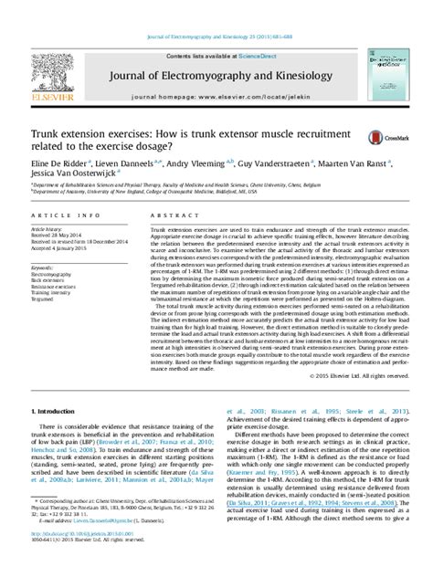 Pdf Trunk Extension Exercises How Is Trunk Extensor Muscle Recruitment Related To The