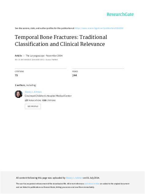 Pdf Temporal Bone Fractures Traditional Classification And Clinical Relevance