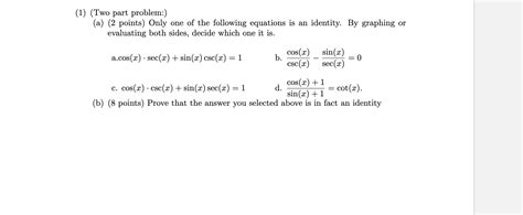 1 Two Part Problem A 2 Points Only One Of The
