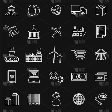 黑色背景上的供应链图标