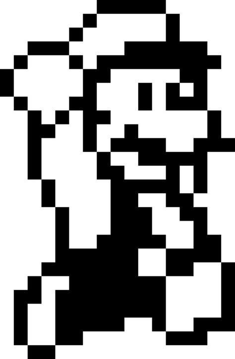 8 Bit Mario Jumping Black And White