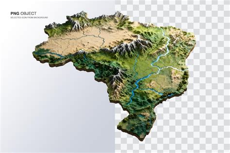 Mapa De Relevo 3d Realista Do Brasil Com Topografia E Rios Psd Premium