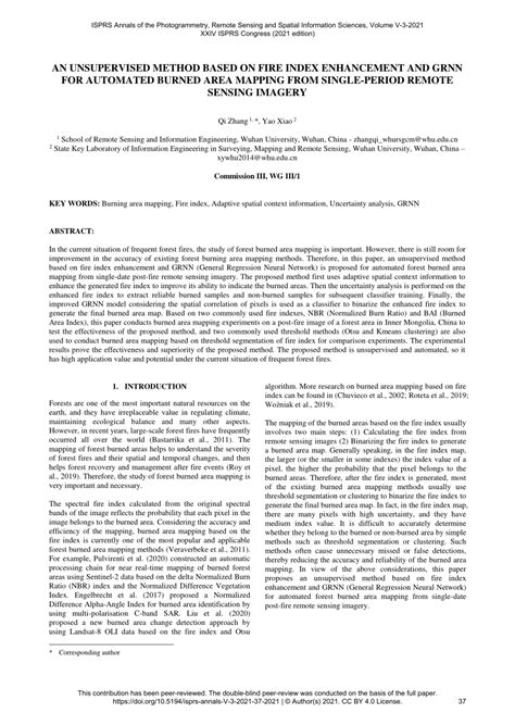 Pdf An Unsupervised Method Based On Fire Index Enhancement And Grnn