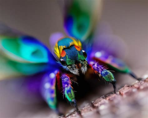 Premium Photo Macro Shot Of A Colorful Jumping Spider Macro