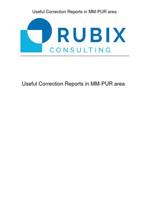En Useful Correction Reports In Mm Pur Area Pdf Software