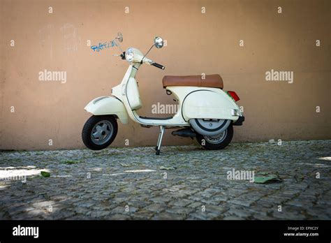 LML Scooter Parked On Cobbled Street Stock Photo Alamy