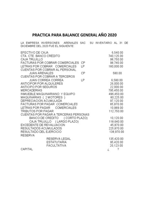 Practica Estado De Situacion Financiera Pdf Bancos Business
