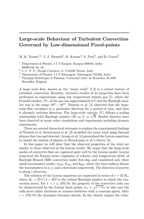 Pdf Large Scale Behaviour Of Turbulent Convection Governed By Low Dimensional Fixed Points