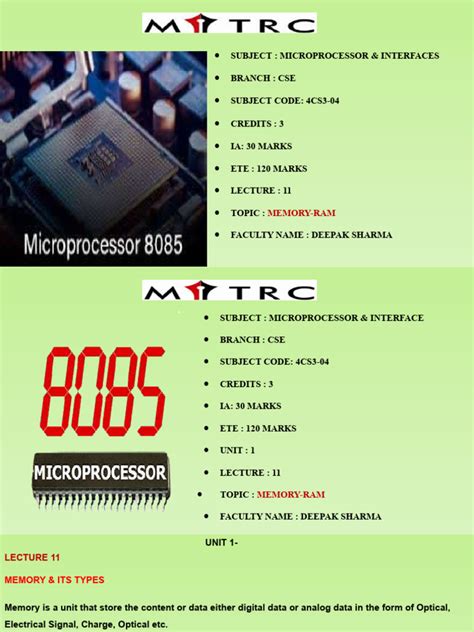 Lecture 11 Memory Ram Pdf Random Access Memory Dynamic Random Access Memory