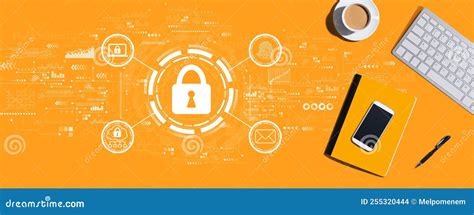 Internet Network Security Concept With Computer Keyboard And Office