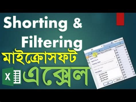 Sorting And Filtering Data In MS Excel Bangla Video Lecture Learn MS