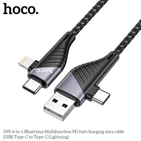 Cáp sạc nhanh 4 in 1 Hoco U95 USB Type c To Type c Lightning