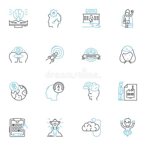 Strategic Management Linear Icons Set Planning Strategy Execution Objectives Leadership