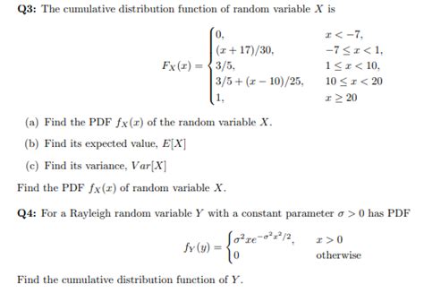 Solved Q3 The Cumulative Distribution Function Of Random Chegg Com