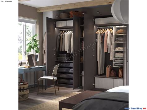 Шкаф Ikea Pax/Forsand полки/штанги/корзины 250x60x236 (Темно-Серый ...