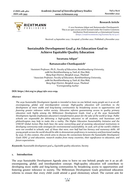 Pdf Sustainable Development Goal 4 An Education Goal To Achieve Equitable Quality Education
