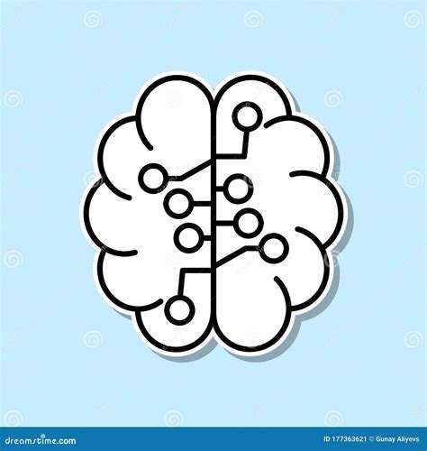 Smart Brain Artificial Intelligence Sticker Icon Simple Thin Line Outline Vector Of Artifical