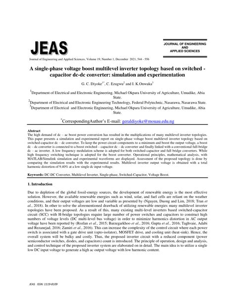 Pdf A Single Phase Voltage Boost Multilevel Inverter Topology Based