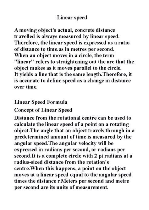 Linear Speed SHAFINA Linear Speed A Moving Object S Actual