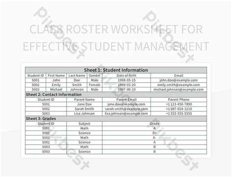 Class Roster Worksheet For Effective Babe Management Excel Template Free Download Pikbest