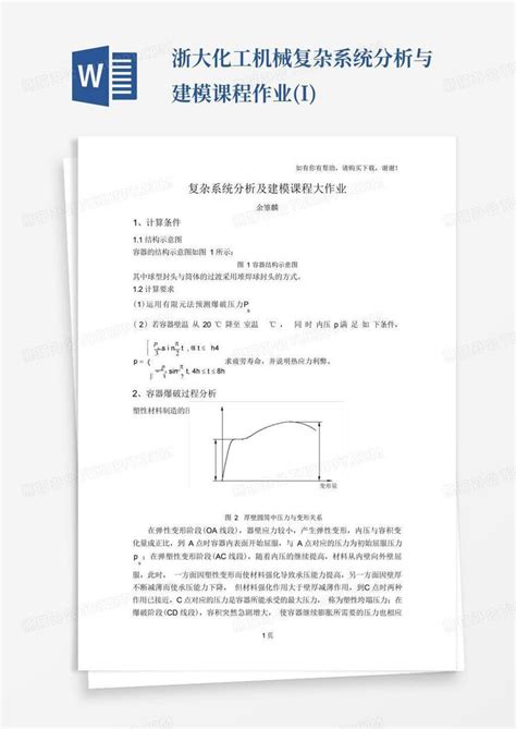 浙大化工机械复杂系统分析与建模课程作业iword模板下载编号lxbxajee熊猫办公