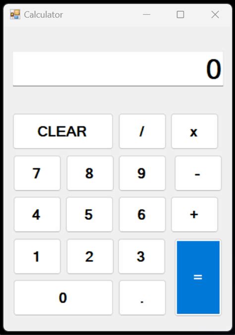 designed and implemented a calculator using windows forms muhammad
