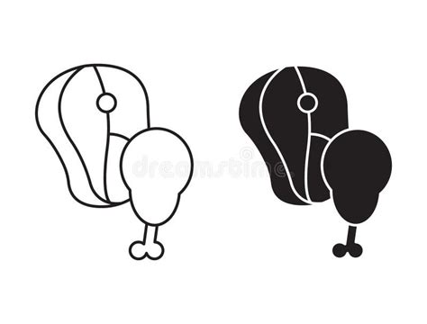 Meat Outline Icon Collection Or Set Meat Thin Vector Line Art Stock Illustration Illustration