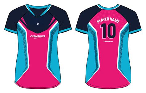 여자 스포츠 저지 티셔츠 디자인 플랫 스케치 일러스트레이션 추상패턴 V 넥 티셔츠 여자 배구 저지 축구 배드민턴 축구와 넷볼 스포츠 유니폼 키트 분홍에 대한 스톡 벡터 아트