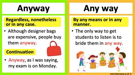 ANYWAY Vs ANY WAY What S The Difference Learn With Examples