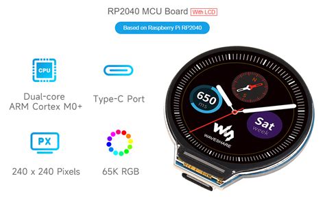 Waveshare Rp2040 Mcu Board With 128inch Round Lcd
