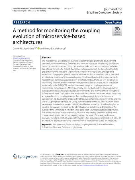 Pdf A Method For Monitoring The Coupling Evolution Of Microservice Based Architectures