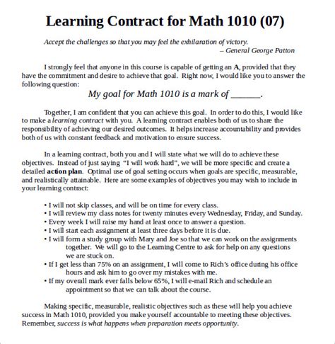 Free 15 Learning Contract Templates In Pdf Ms Word Excel