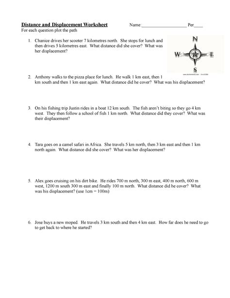 Ch 02 Distance Displacement Velocity Practice Problems Distance And