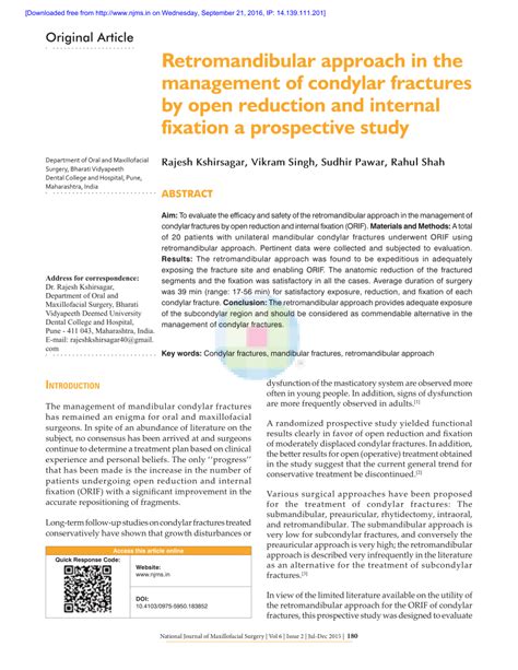 Pdf 5 July Dec 2015 Retromandibular Approach