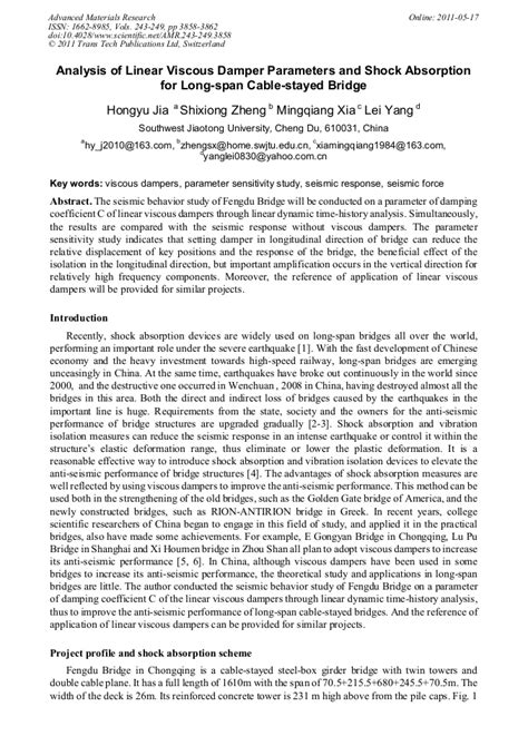 Analysis Of Linear Viscous Damper Parameters And Shock Absorption For Long Span Cable Stayed