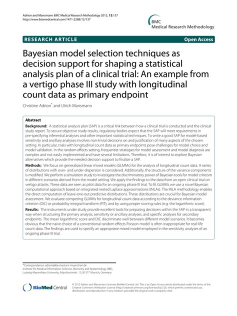 Pdf Bayesian Model Selection Techniques As Decision Support For