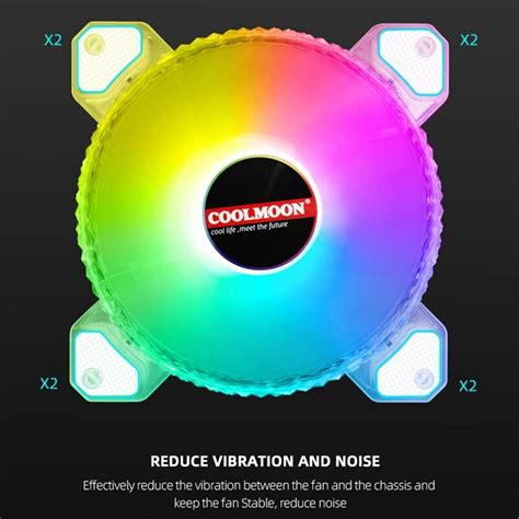Coolmoon Computer Cooling Fan 12cm Mute Pwm Intell Grandado