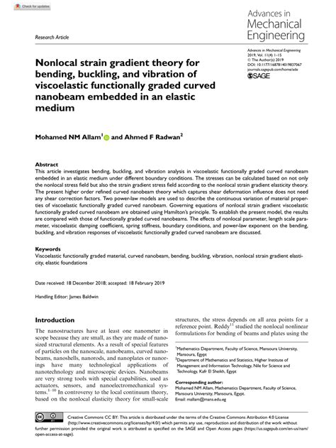 Pdf Nonlocal Strain Gradient Theory For Bending Buckling And