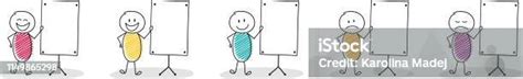 빈 화이트 보드와 재미 손으로 그려진 Stickman의 컬렉션입니다 벡터 개념에 대한 스톡 벡터 아트 및 기타 이미지 개념 그리기 낙서 드로잉 Istock