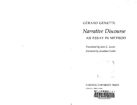 Pdf Narrative Discourse An Essay In Method